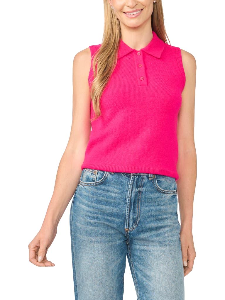 CECE DUPRAZ CeCe Polo Sweater Vest with Collar
